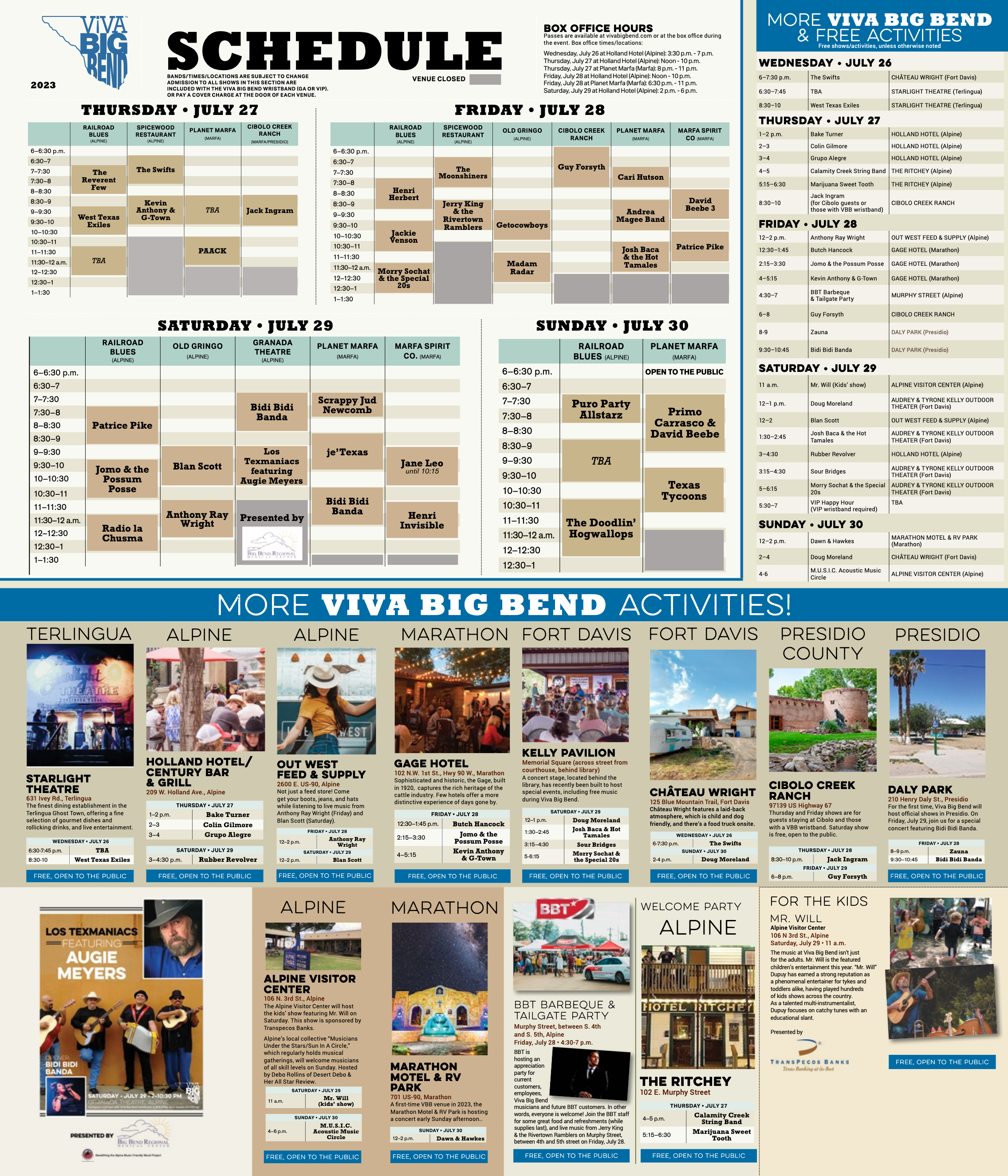 viva big bend schedule – Big Bend Reporter formerly Big Bend Times